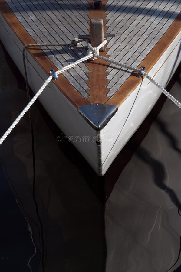 Wooden bow of a sailboat stock image. Image of mooring - 21855233