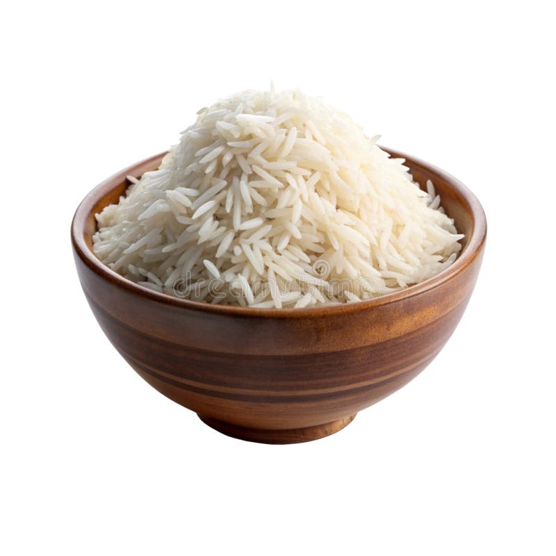 Wooden Bowl of Basmati Rice Stock Illustration - Illustration of wooden ...