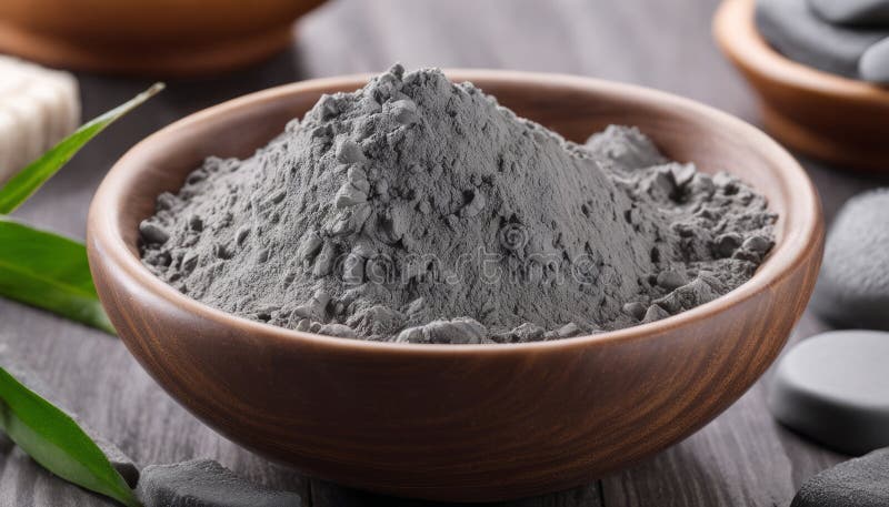 A Wooden Bowl Filled with Grey Powder Stock Illustration - Illustration ...