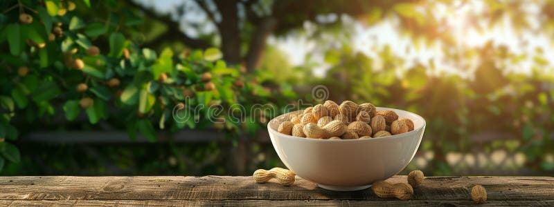 Wooden Bowl Filled with Nuts on Wooden Table Stock Image - Image of ...