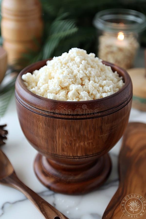 A Wooden Bowl Filled with Rice on a Marble Table, AI Stock Photo ...