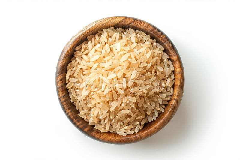 Wooden Bowl Filled with Rice on White Table Stock Image - Image of ...