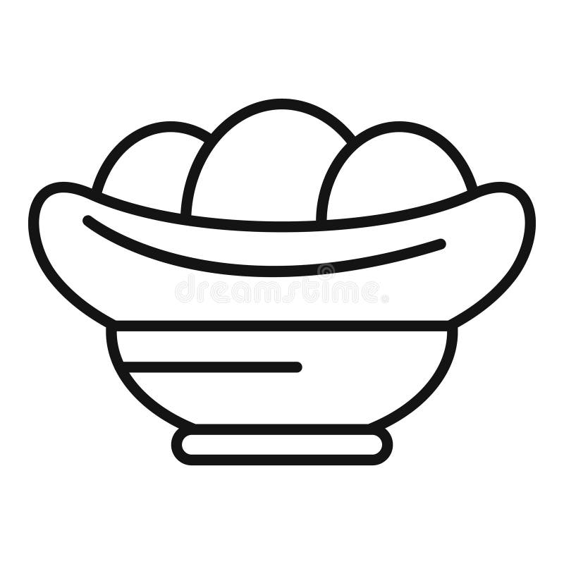 Wooden Bowl Holding Round Objects Icon, Thin Line Style Stock ...