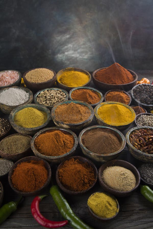 Wooden Bowl Spice and Smoke Stock Image - Image of garlic, herb: 218719965