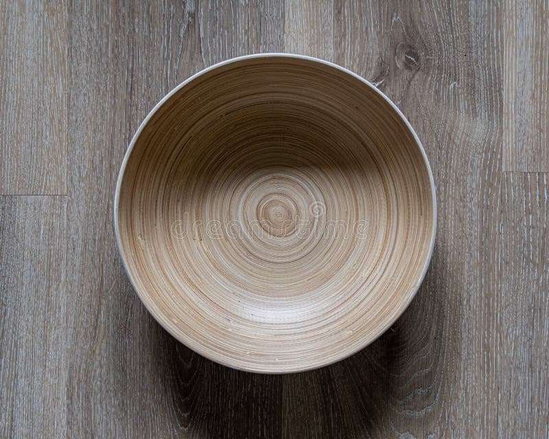 Wooden Bowl on Wooden Table from Above Stock Image - Image of isolated ...