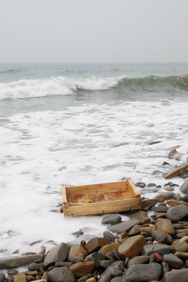 Wooden box on the beach stock image. Image of nature - 21115405