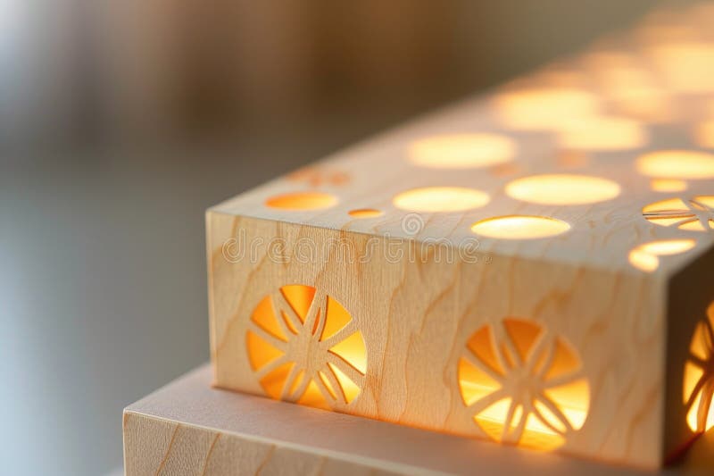 A Wooden Box with Circular and Rectangular Cutouts Stock Photo - Image ...