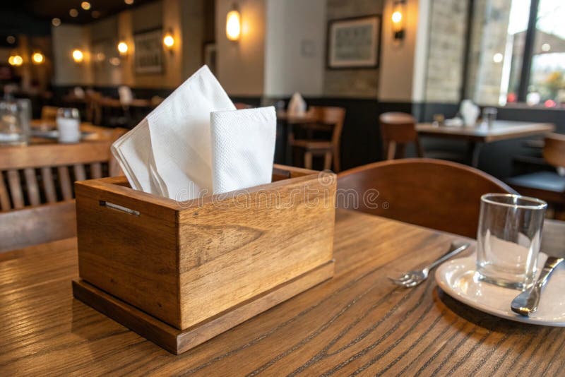 Wooden Tissue Paper Box on Table Stock Illustration - Illustration of ...