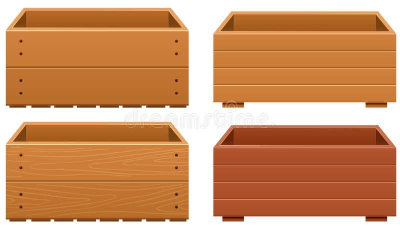 Wooden Box Designs with Different Texture of Wood Stock Vector ...