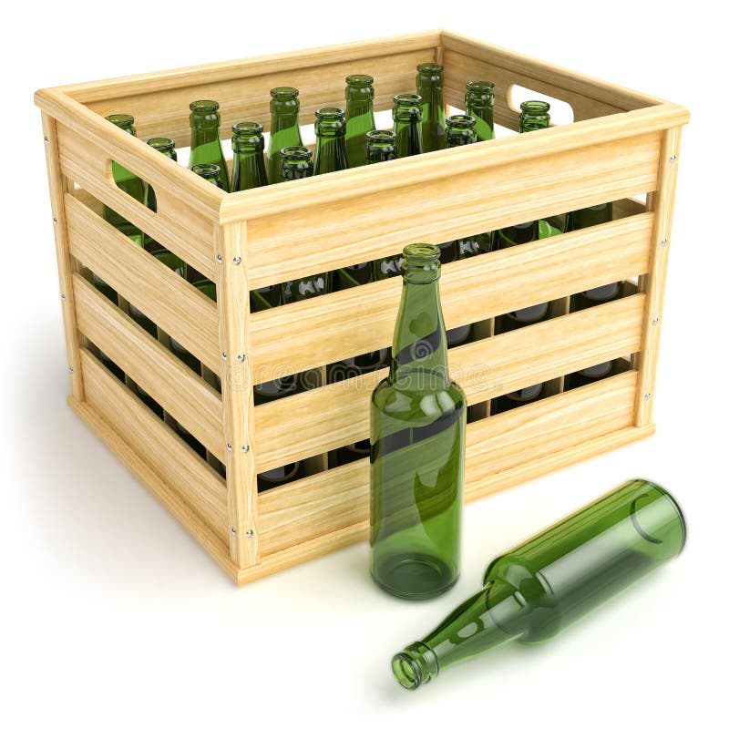 Wooden Box with Empty Beer Bottles. Stock Illustration - Illustration ...