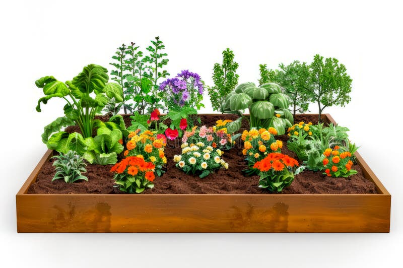 Wooden Box Filled with Lots of Different Types of Flowers and Greenery ...