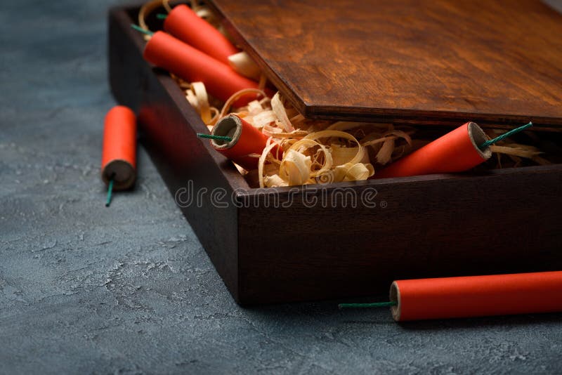 Wooden Box Full of Firecrackers Stock Image - Image of object ...