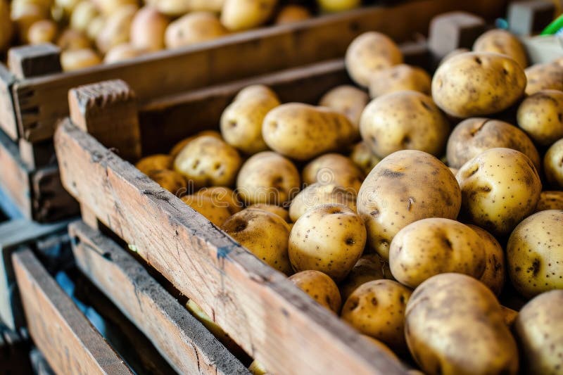 Wooden Box Full of Potatoes Stock Illustration - Illustration of ...
