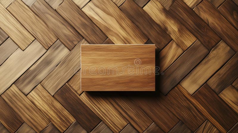 Wooden Box on Herringbone Patterned Wooden Floor Showcasing Natural ...