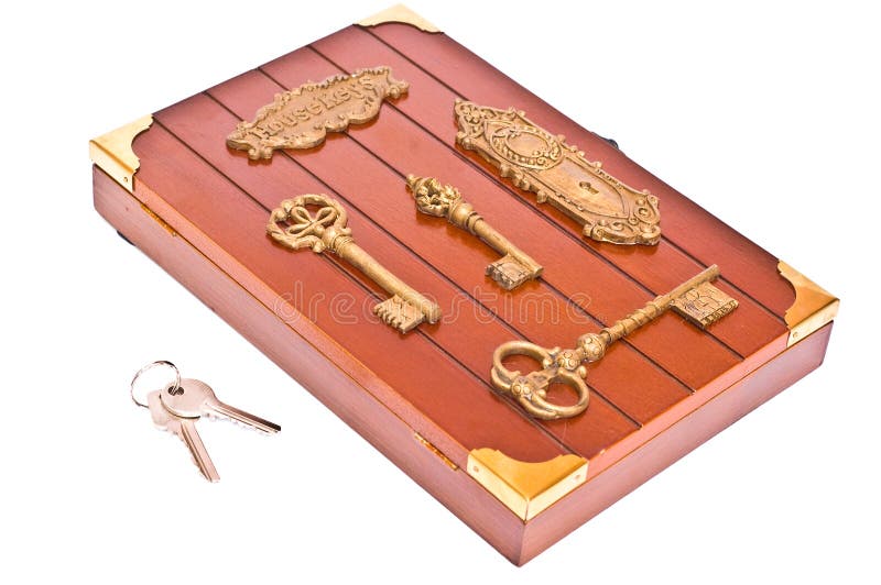 Wooden box and keys stock image. Image of silver, opening - 12655185