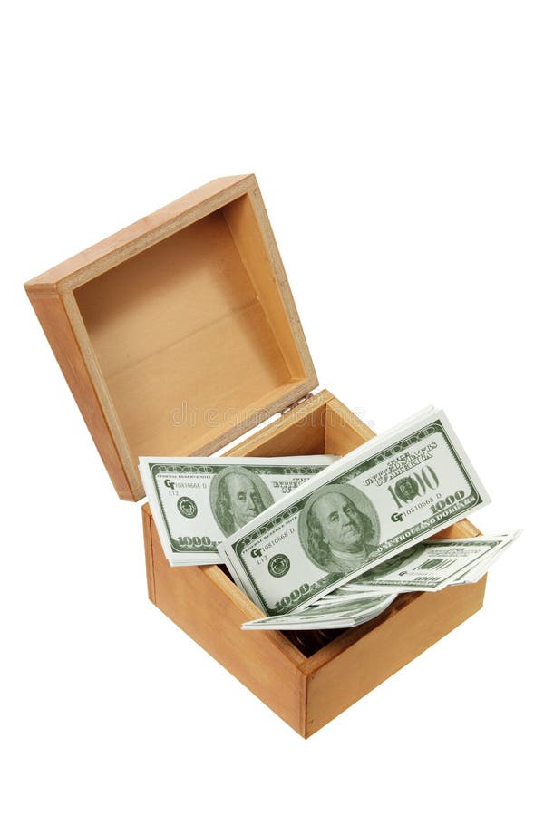 Wooden Box with Money stock image. Image of household - 32520811