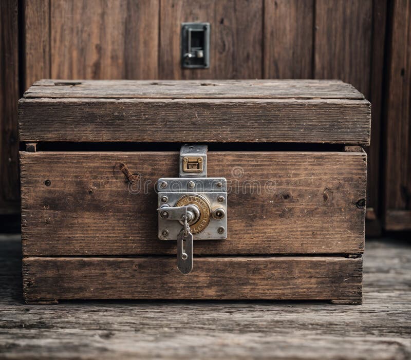 A Wooden Box with a Padlock on it. Stock Photo - Image of latch, metal ...
