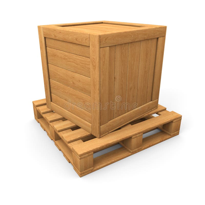 Open Wooden with Print Box on Pallet Stock Illustration - Illustration ...