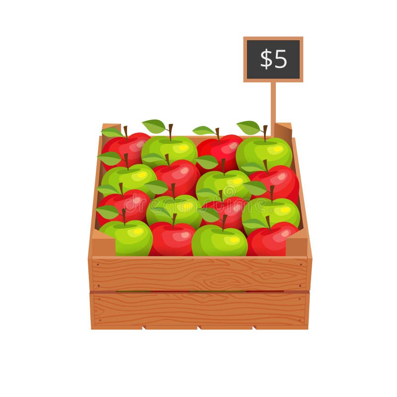Wooden Crate Full Of Apples Stock Illustration - Illustration of wooden ...