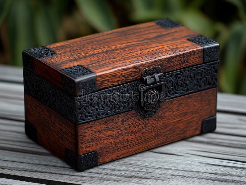 Carved Wooden Box Sitting Top Table Stock Photos - Free & Royalty-Free ...