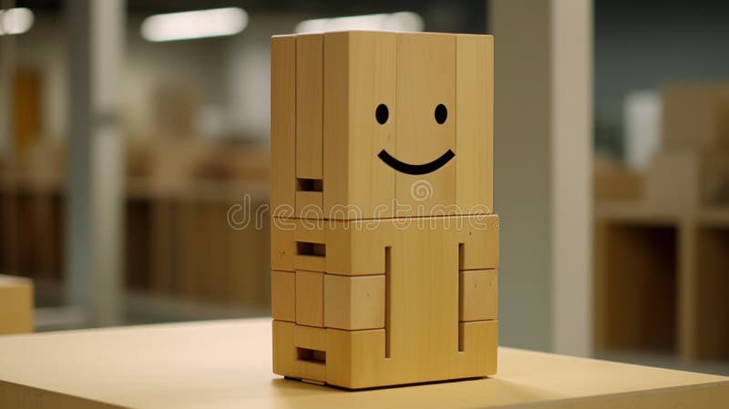A Wooden Box with a Smiley Face on it, AI Stock Illustration ...