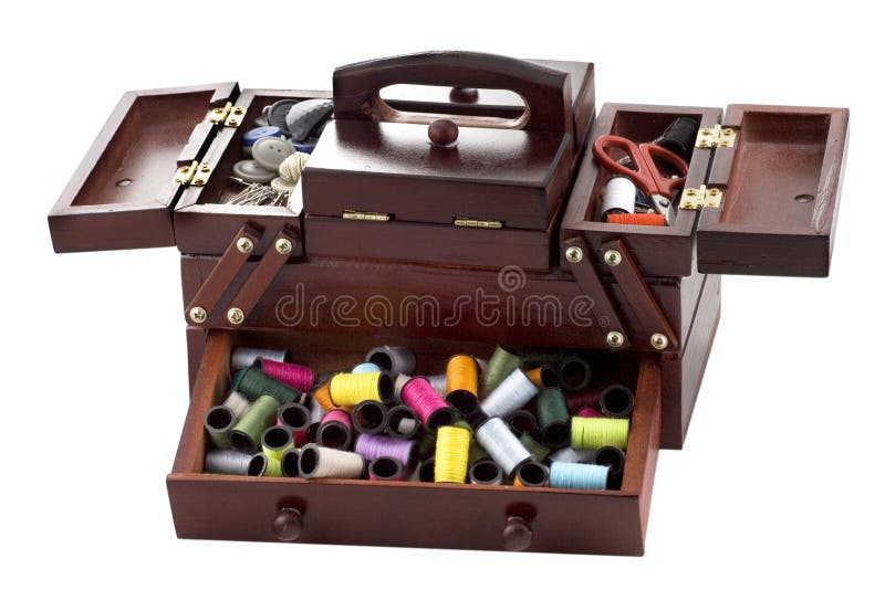 Wooden Box with Tailor S Accessories To Sewing Stock Photo - Image of ...