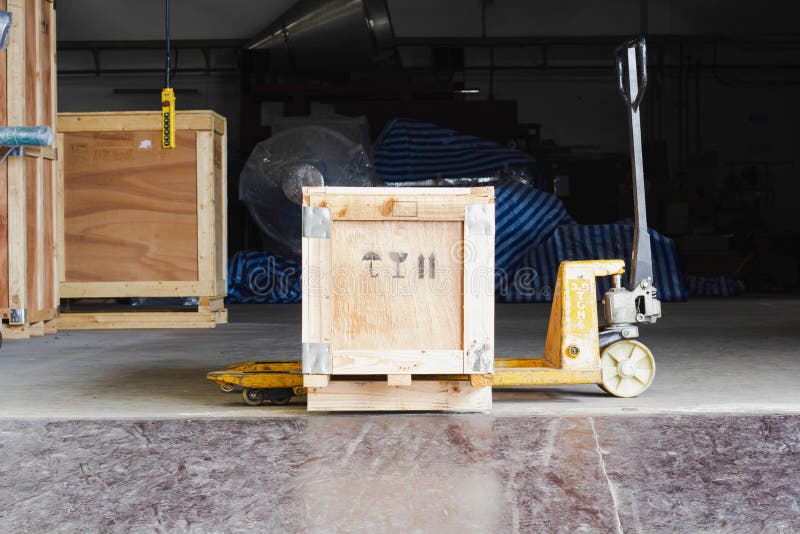 Wooden Box in the Warehouse. Wooden Box Stock Photo - Image of ...