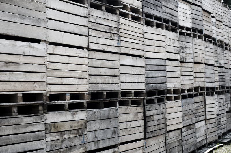 Wooden Boxes are Stacked. Large Boxes. Outside Stock Photo - Image of ...