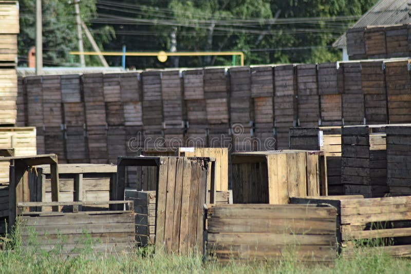 Wooden Boxes Stacked Together Stock Image - Image of crate, wooden ...