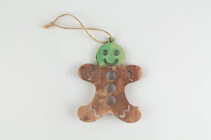 Wooden Boy Cookie for Christmas Tree on White Stock Photo - Image of ...