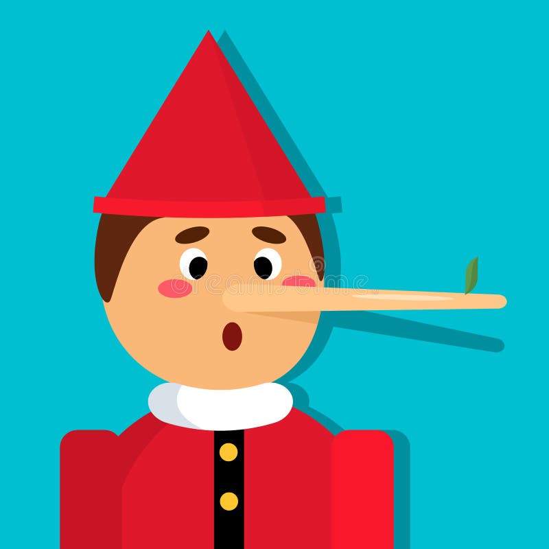 A Wooden Boy with a Very Long Nose because of a Lie with a Leaf at the ...