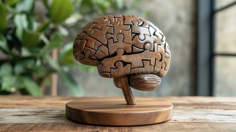 Wooden Brain Teaser Puzzle on Desk Stock Illustration - Illustration of ...