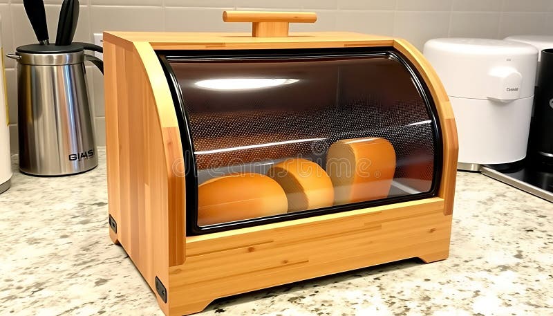 Wooden Bread Box with Loaves, Kitchen Storage and Bakery Item ...