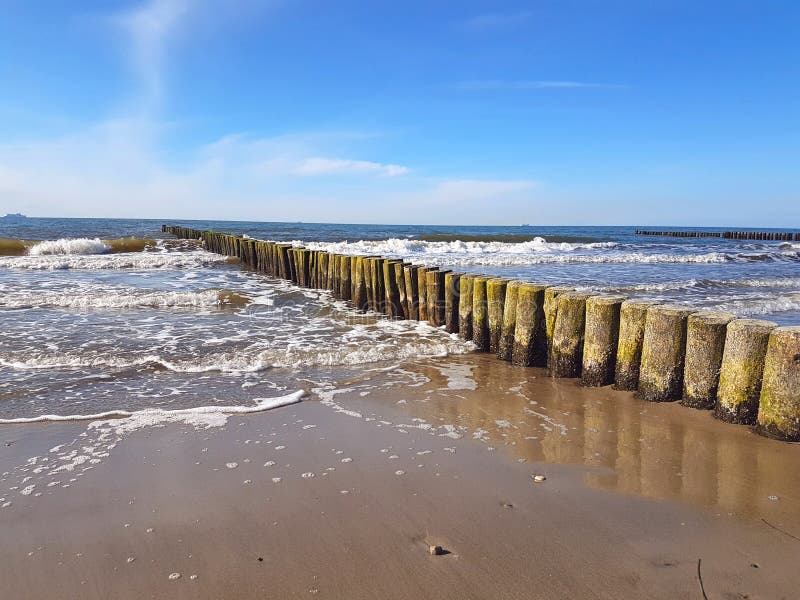 Wooden Breakwaters (groynes) in the Baltic Coast Stock Photo - Image of ...