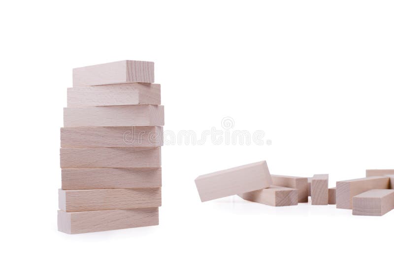 Wooden bricks tower stock photo. Image of learn, danger - 59084484