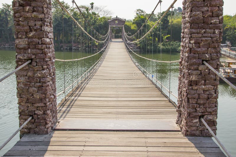 Wooden Bridge Across the River Stock Image - Image of summer, path ...