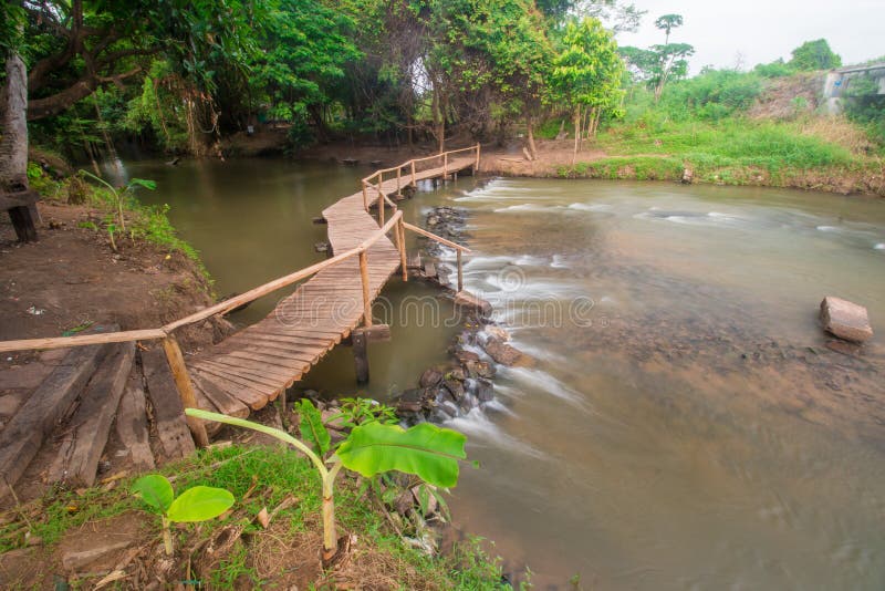 A Wooden Bridge Across the River Stock Image - Image of view, white ...