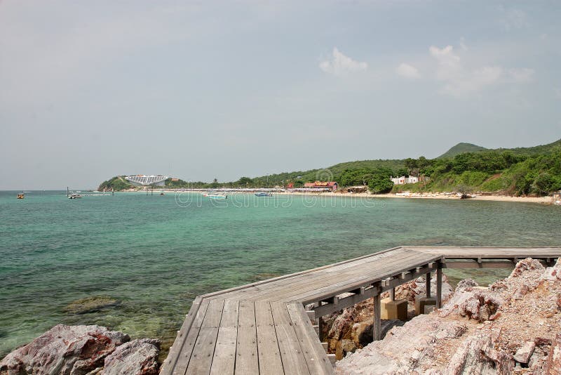 Wooden bridge on the beach stock photo. Image of thailand - 28030342