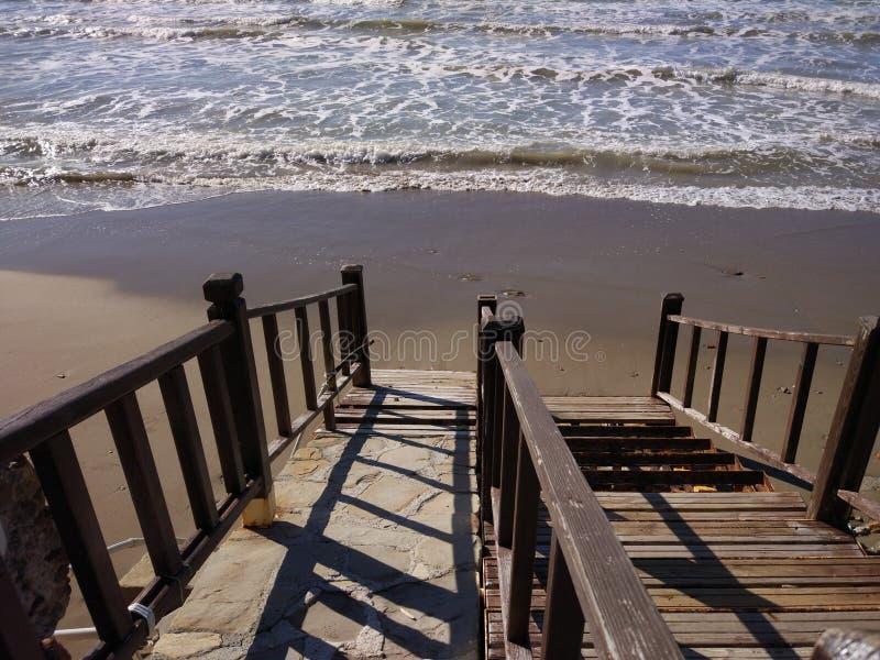 The Wooden Bridge on the Beach Stock Image - Image of local, freshness ...