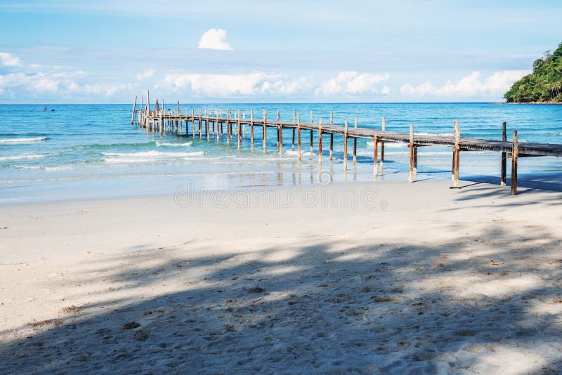 Wooden bridge on the beach stock image. Image of lagoon - 137814489