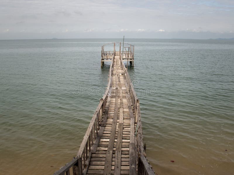 Wooden Bridge from Beach To the Sea Stock Image - Image of thailand ...