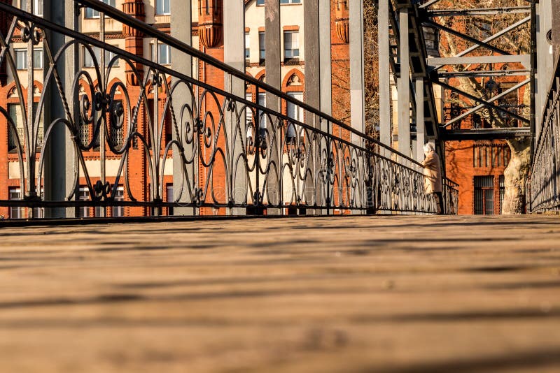 Wooden Bridge in the City on a Sunny Day Stock Image - Image of berlin ...