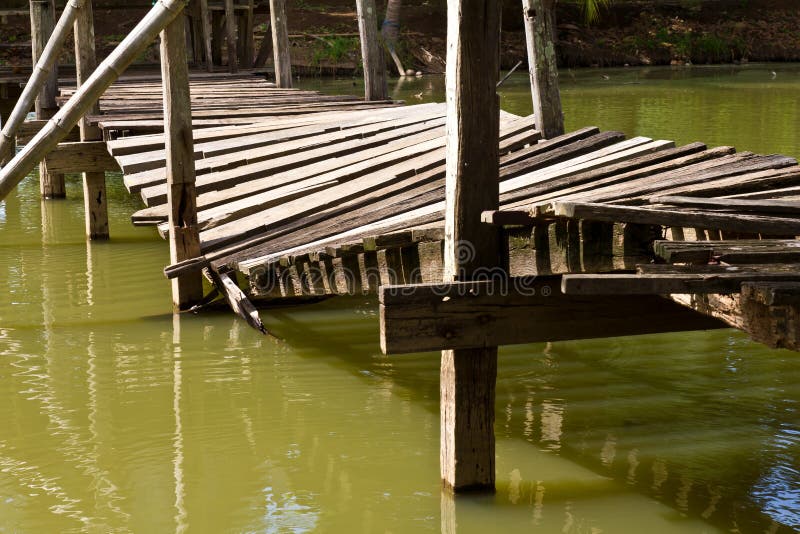 Wooden bridge collapsed stock photo. Image of abandoned - 31781070