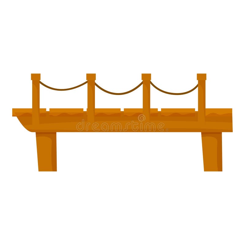 Wooden Bridge Connecting Two Sides with Rope Handrail Stock Vector ...