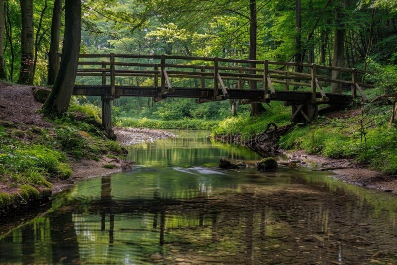 Small Bridge Over Stream Stock Illustrations – 107 Small Bridge Over ...