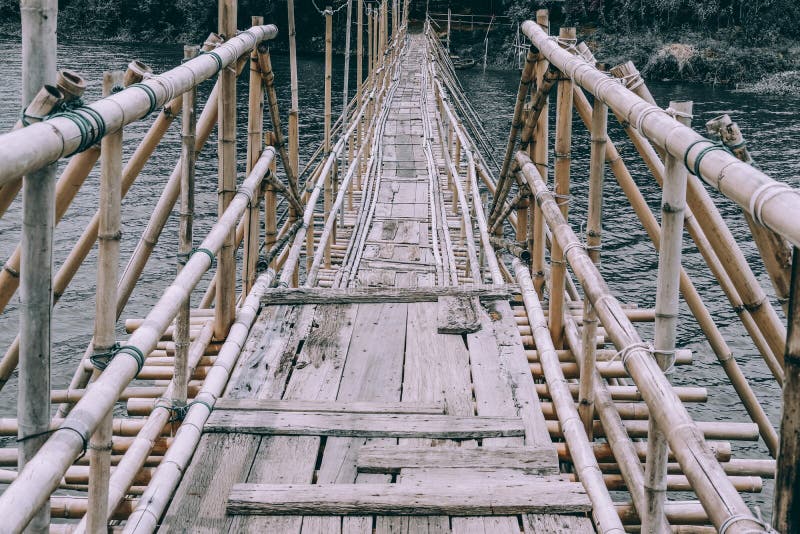 Wooden Bridge Footbridge Walkway Crossing River Stock Photo - Image of ...