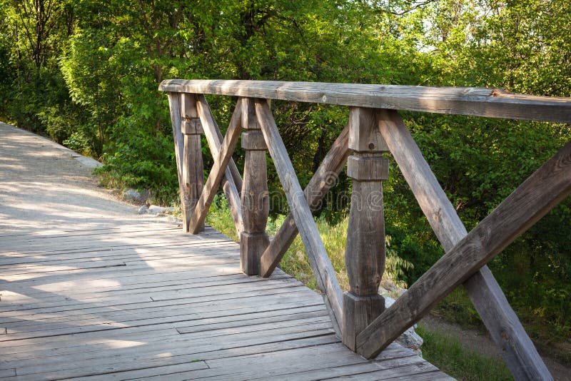 Wooden Bridge in Forest. Background for Design Stock Image - Image of ...