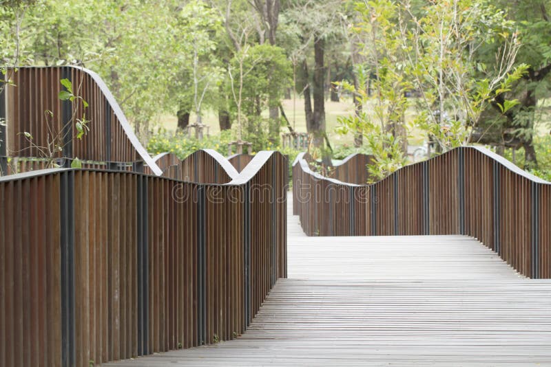 Wooden Bridge with Handrail Stock Photo - Image of park, structure ...