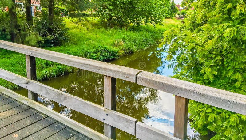 Wooden Bridge Looking Out on the River in a Forest Landscape Stock ...