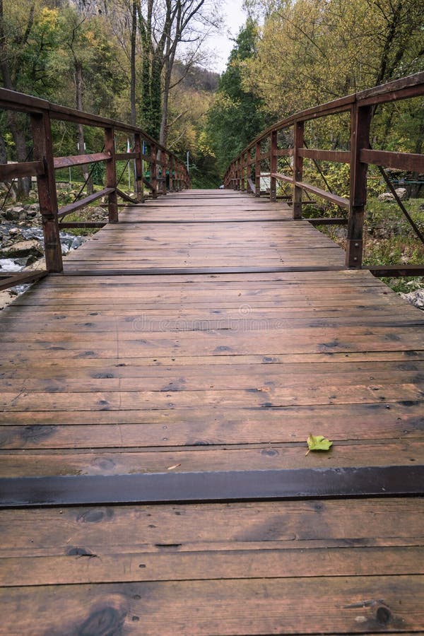 Wooden Bridge in the Mountain Lead To the Monastery. Stock Image ...